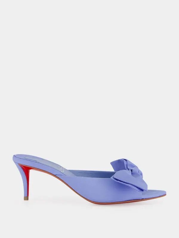 CHRISTIAN LOUBOUTIN Ceruleo Silk Bow Kitten Heel Mules - Blue