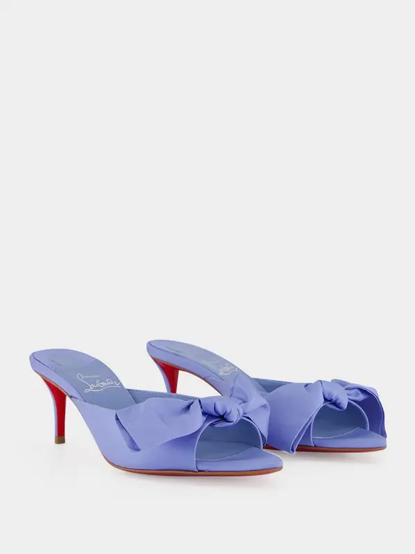 CHRISTIAN LOUBOUTIN Ceruleo Silk Bow Kitten Heel Mules - Blue