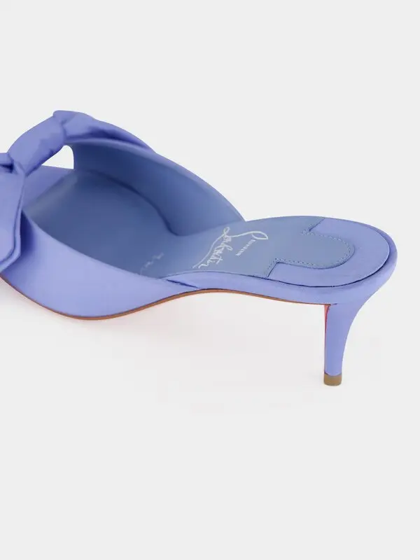 CHRISTIAN LOUBOUTIN Ceruleo Silk Bow Kitten Heel Mules - Blue