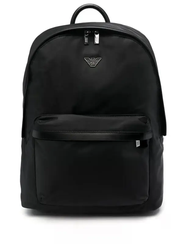 Emporio Armani Logo Plaque Backpack - Black