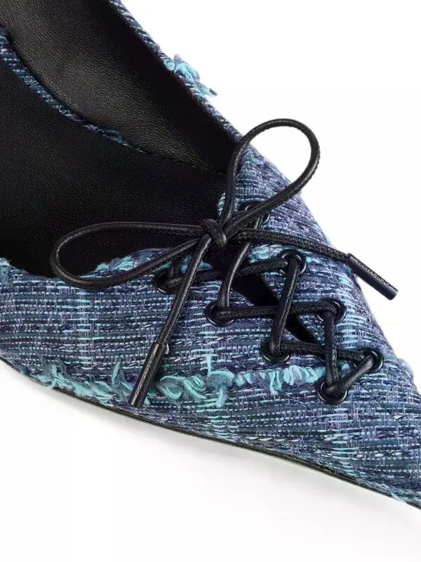 JIMMY CHOO Scarlett 50 Lace-up Pumps In Crosshatch Denim