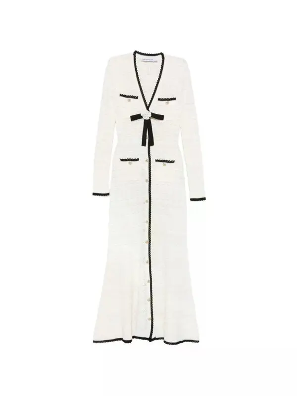 SELF-PORTRAIT Bow Detail Pointelle-knit Midi Dress