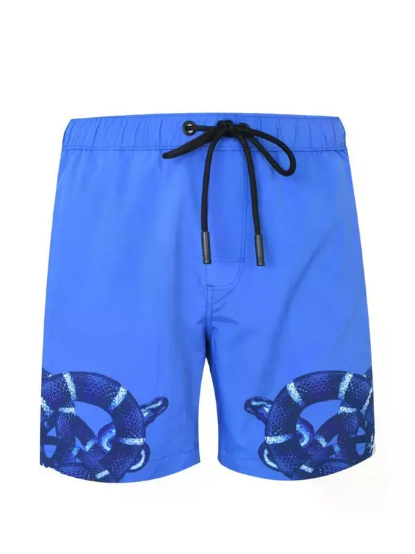 COUNTY OF MILAN Snake-print Drawstring Shorts - Blue