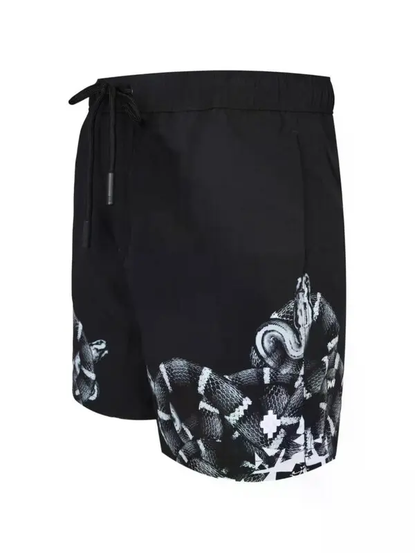 COUNTY OF MILAN Snake-print Drawstring Shorts - Black