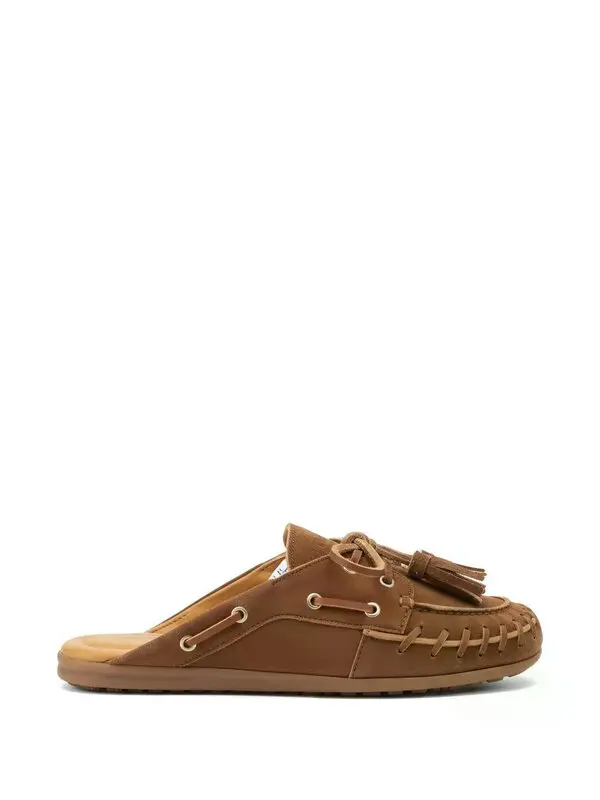 POSA Fringe-detail Suede Mules