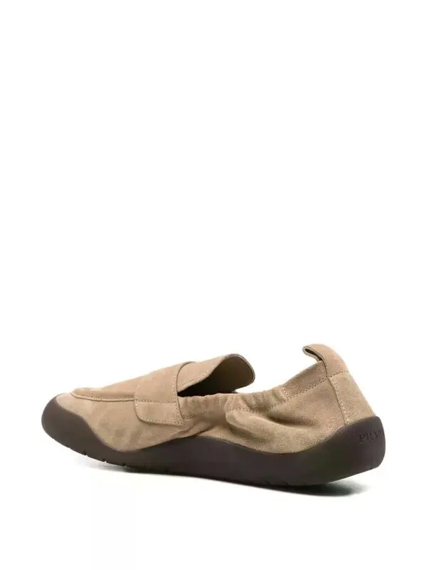 Prada Suede Loafers With Logo Detail