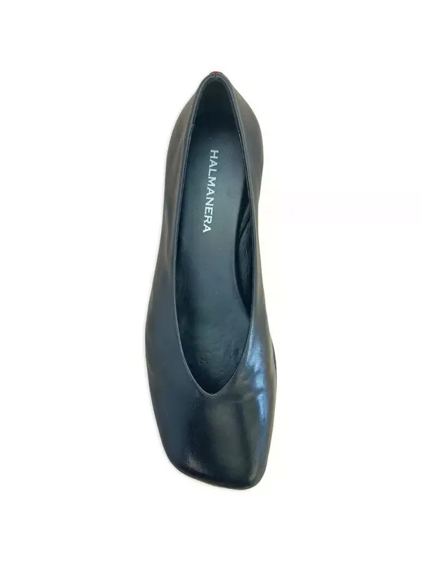 HALMANERA Square-toe Leather Ballet Flats