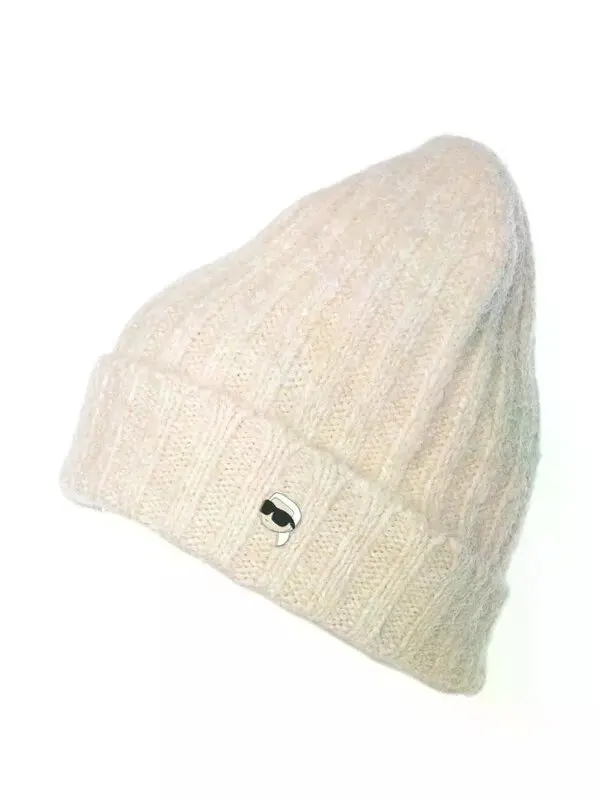 Karl Lagerfeld Ikon Ribbed-knit Beanie Hat - Neutrals