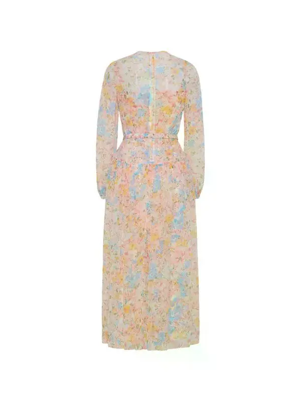 Adam Lippes Floral Print Silk Midi Dress