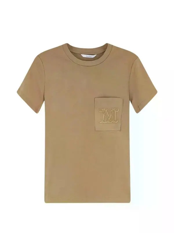 Max Mara Embroidered Logo T-shirt - Neutrals