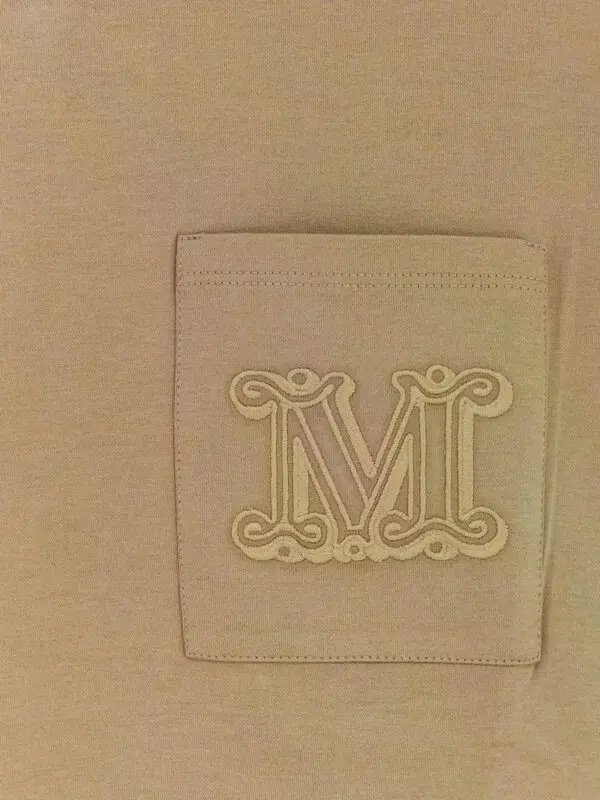 Max Mara Embroidered Logo T-shirt - Neutrals
