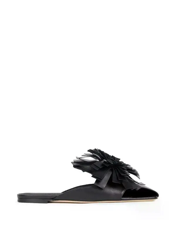 A.W.A.K.E. Mode Leather Pom-pom Mules