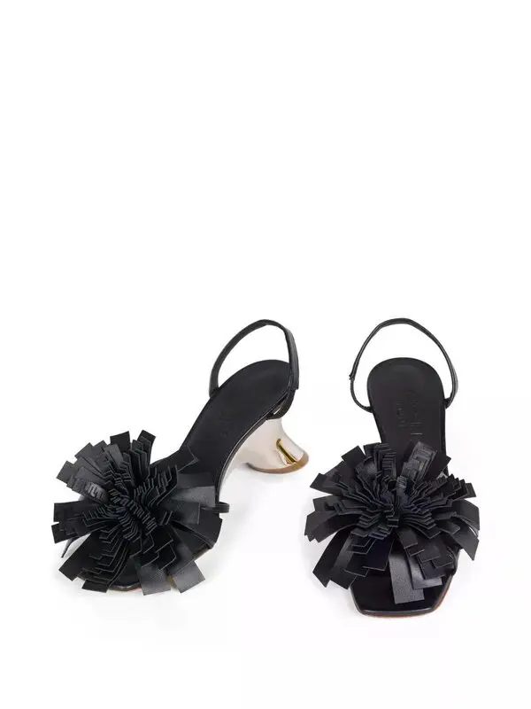 A.W.A.K.E. Mode Linda Leather Pom-pom Wedge Sandals