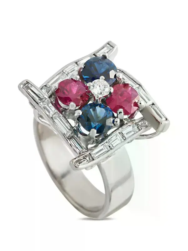 LB EXCLUSIVE 14k White Gold Multi-stone Ring - Silver