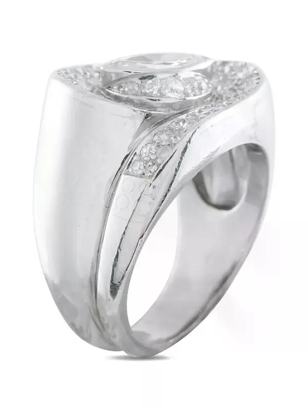 LB EXCLUSIVE Platinum Diamond Curved Ring - Silver