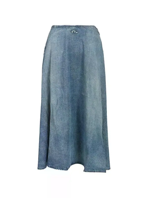 DIESEL® Logo Detail Denim Midi Skirt - Blue