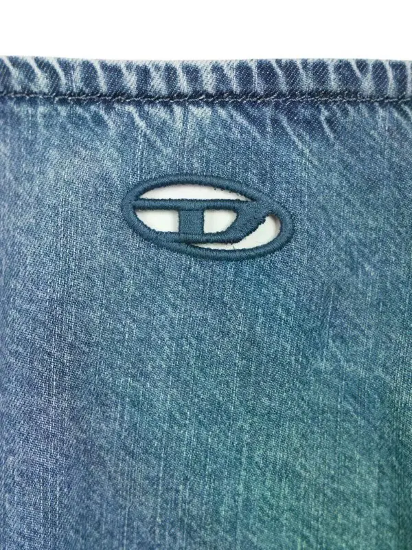 DIESEL® Logo Detail Denim Midi Skirt - Blue