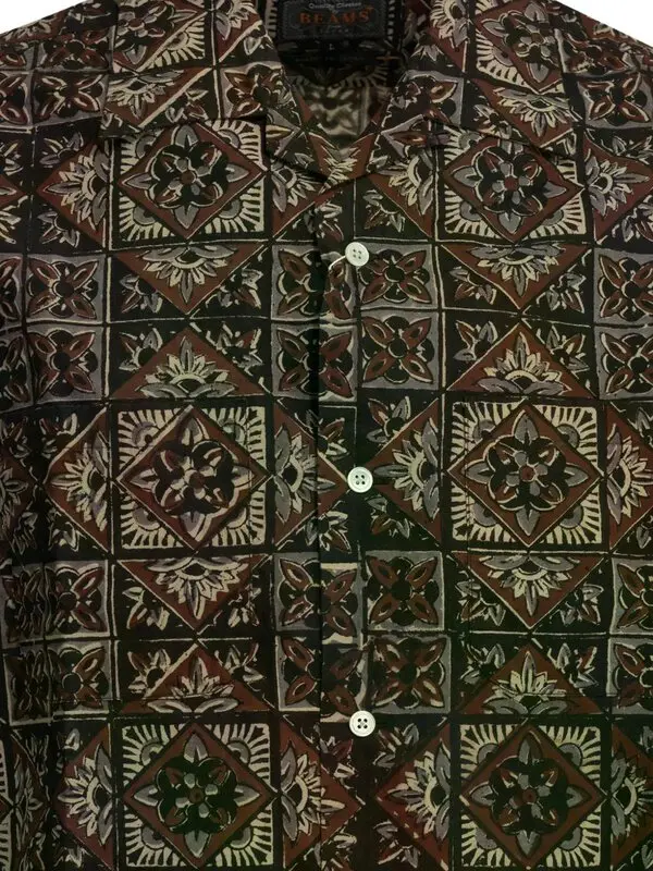 BEAMS Geometric-print Short-sleeve Shirt