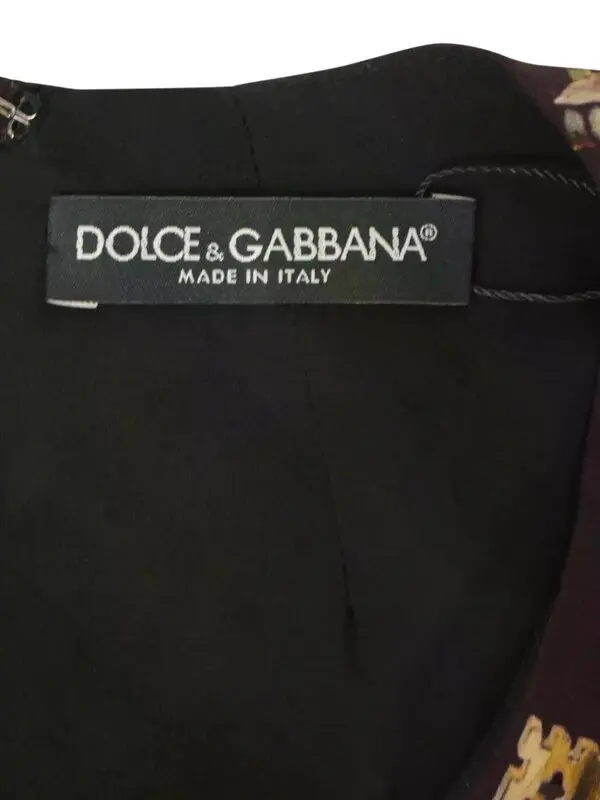 Dolce & Gabbana Multicolor Floral And Key Print Mini Dress