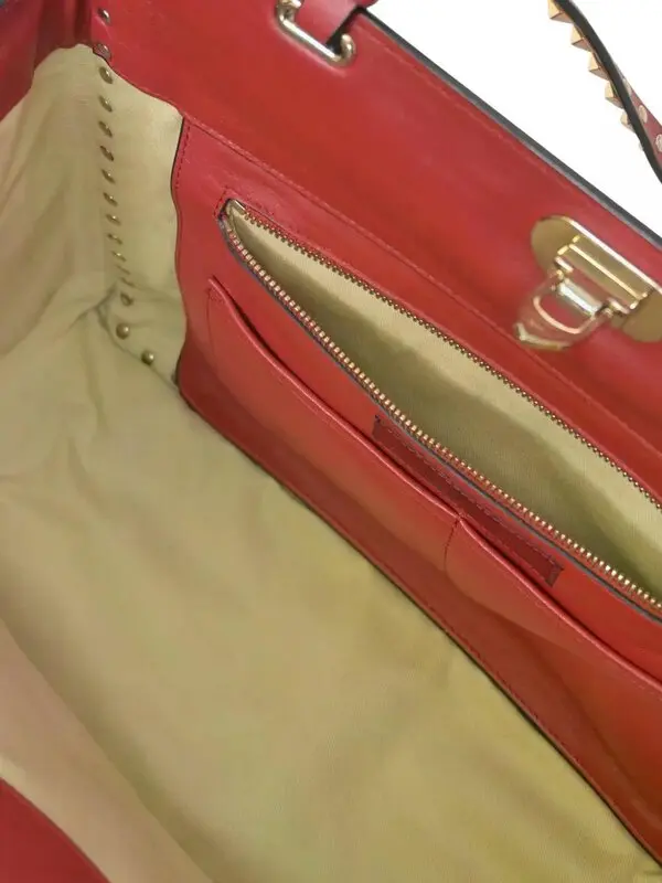 Valentino Garavani Rockstud Leather Tote Bag - Red