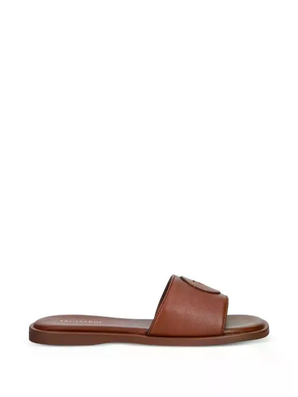 TRUSSARDI Logo Patch Leather Sandals