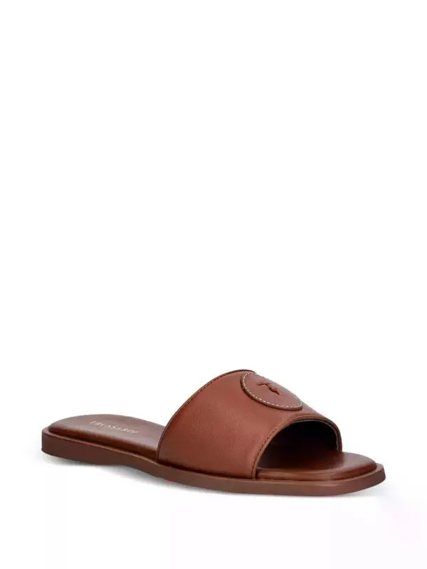 TRUSSARDI Logo Patch Leather Sandals