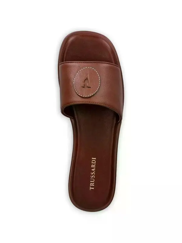 TRUSSARDI Logo Patch Leather Sandals