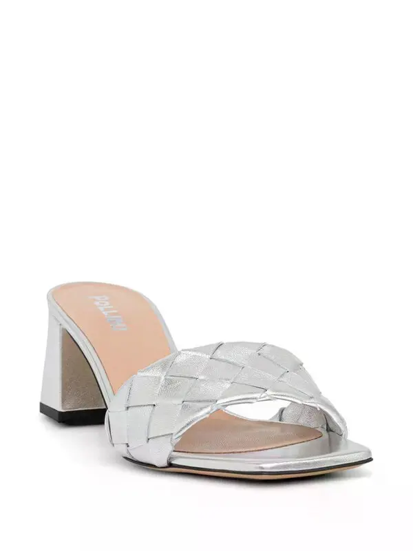 POLLINI Woven Strap Block Heel Sandals