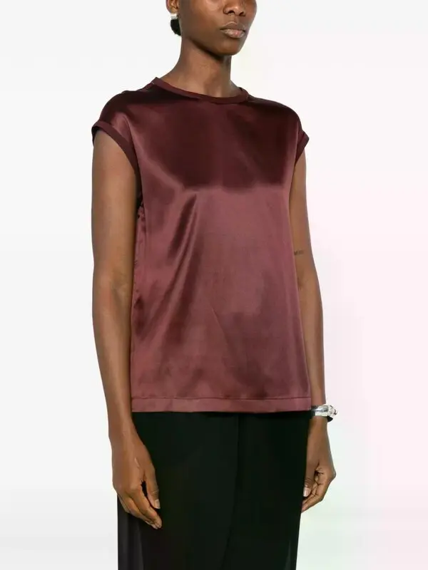 Brunello Cucinelli Cap Sleeve Satin Top - Red