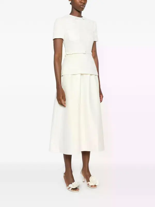 SELF-PORTRAIT Bouclé-knit Belted Midi Dress