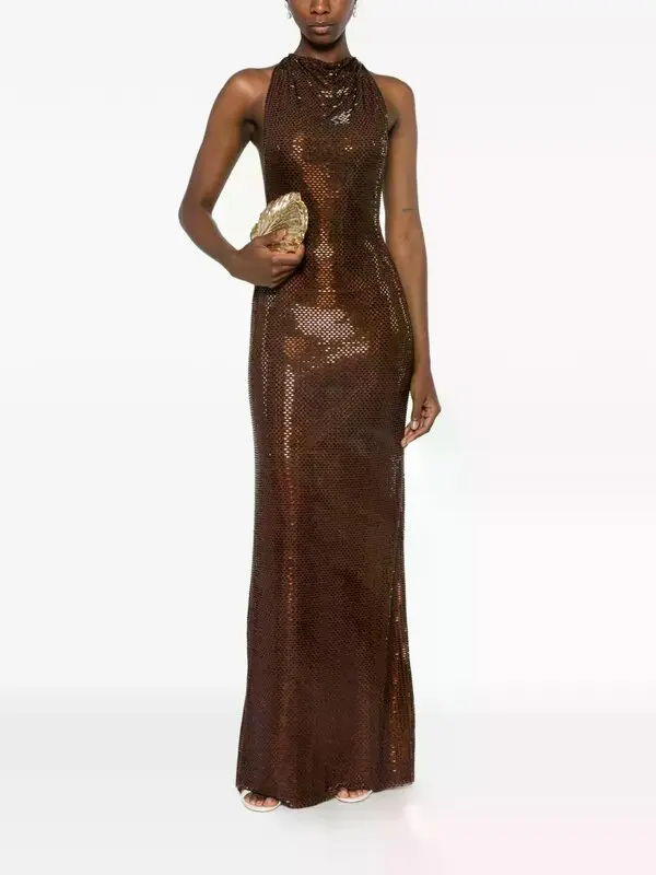 SELF-PORTRAIT Embellished Racer-back Maxi Dress