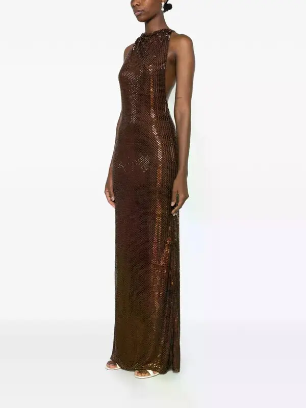 SELF-PORTRAIT Embellished Racer-back Maxi Dress