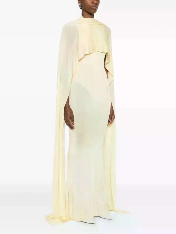 SELF-PORTRAIT Cape Detail Racer-back Maxi Dress