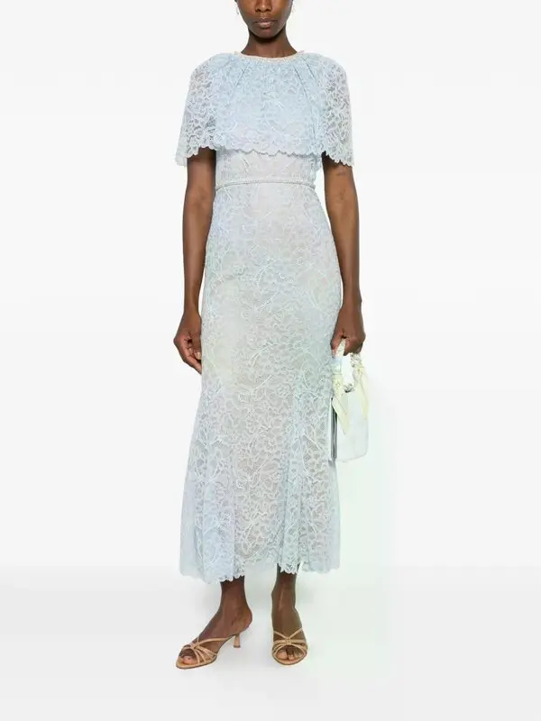 SELF-PORTRAIT Lace Maxi Dress With Pearl And Crystal Embellishments
