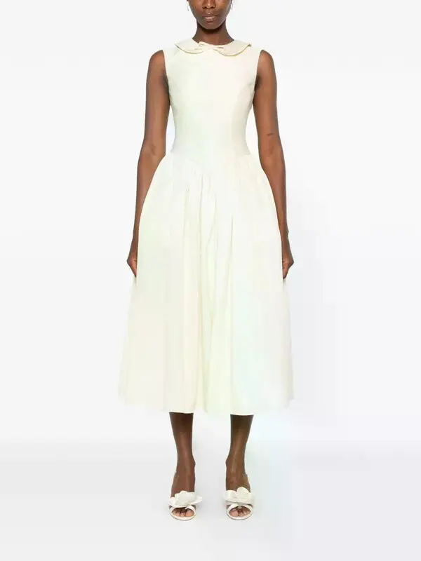 SELF-PORTRAIT Bow Detail Pleated Midi Dress