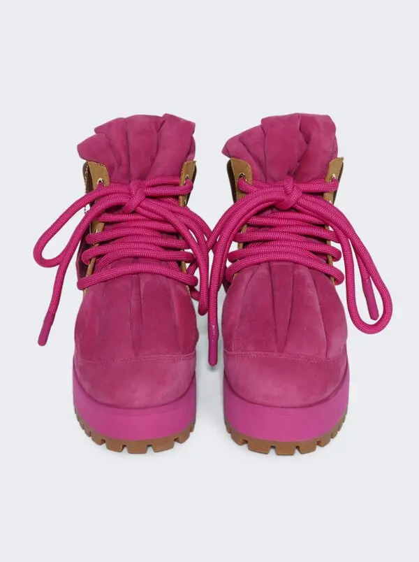 AHDIID Suede Lace-up Boots - Pink