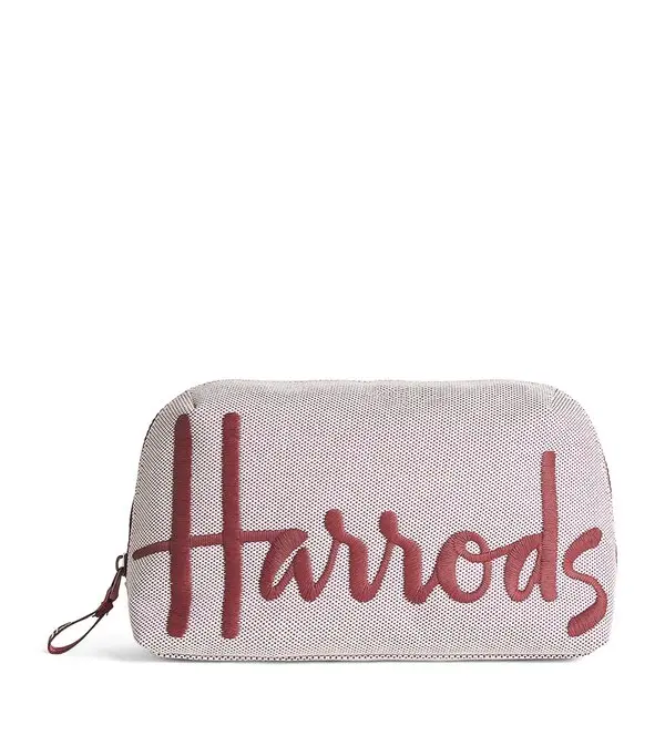Harrods Embroidered Logo Cosmetic Bag - Neutral