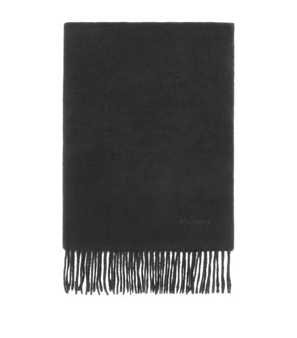 Mulberry Cashmere Logo Scarf - Black