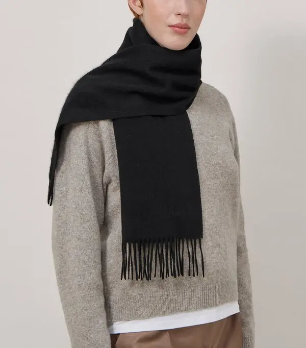 Mulberry Cashmere Logo Scarf - Black
