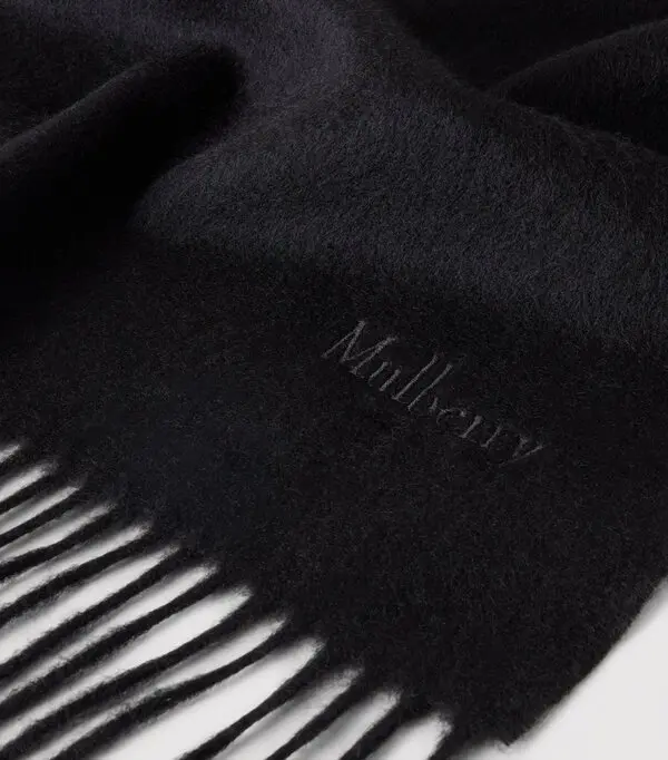 Mulberry Cashmere Logo Scarf - Black