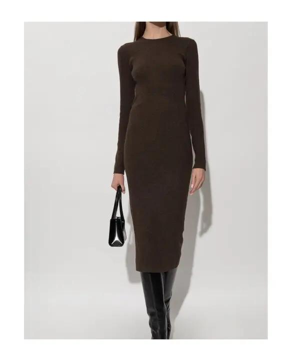 Fear Of God Ribbed Long Sleeve Knit Dress - Brown