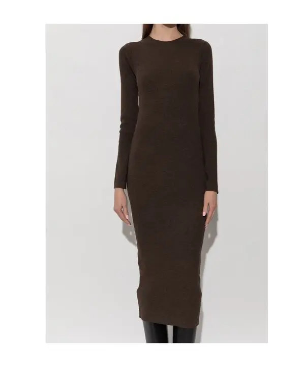 Fear Of God Ribbed Long Sleeve Knit Dress - Brown