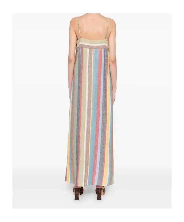 Staud Sleeveless Striped Maxi Dress With Square Neckline