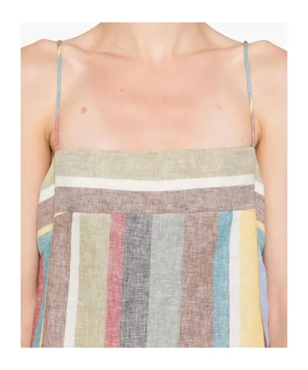 Staud Sleeveless Striped Maxi Dress With Square Neckline