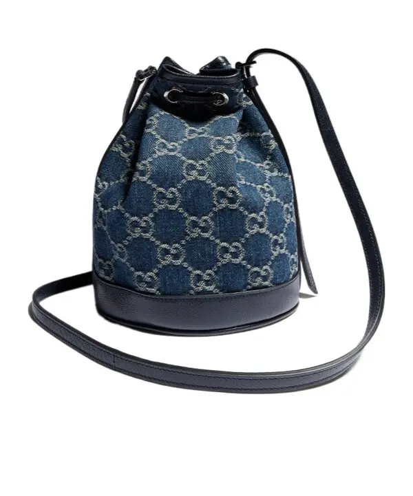 Gucci Mini Bucket Bag With Plaque - Dark Blue