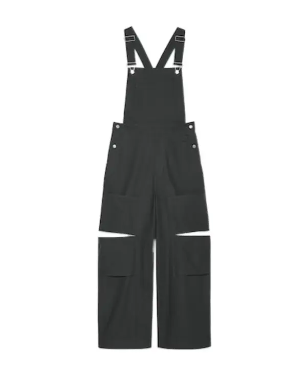 Gucci Logo Patch Wide Leg Dungarees - Black