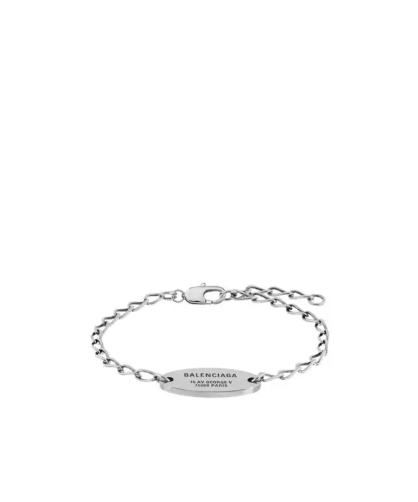 Balenciaga Everyday Engraved Logo Chain Bracelet - Ancient Silver
