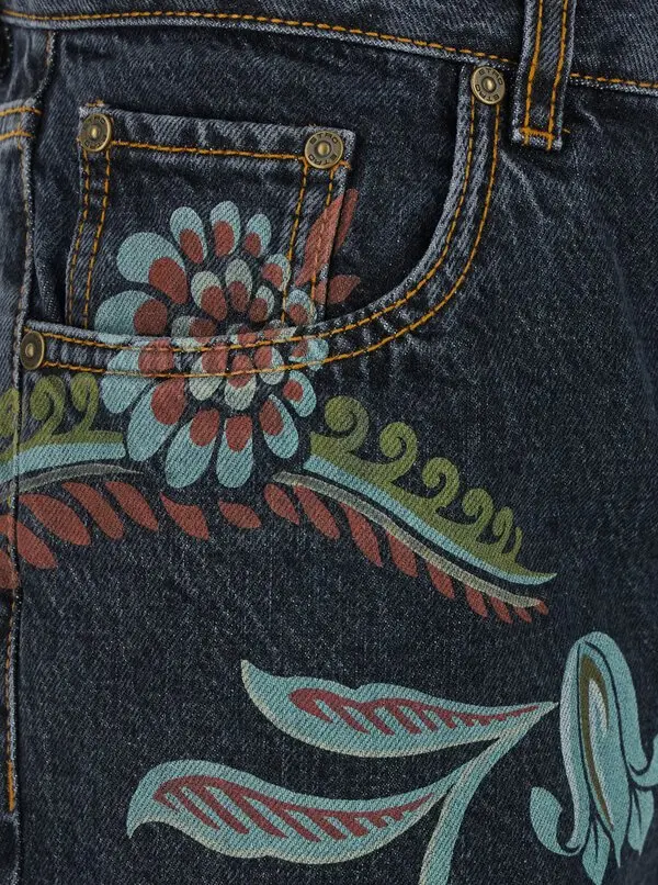 Etro Flared Jeans With Daffodil Print