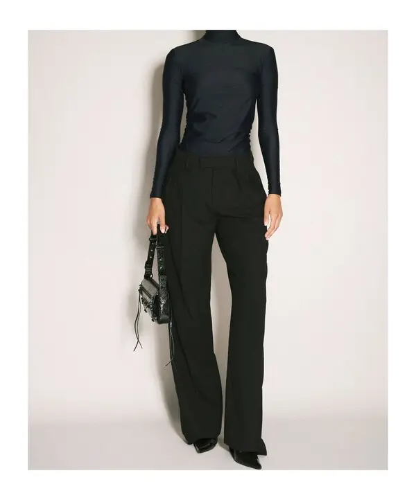 Balenciaga Long-sleeve Turtleneck Top With Allover Logo Graphic