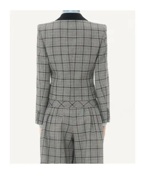 Valentino Garavani Checked Velvet Collar Blazer